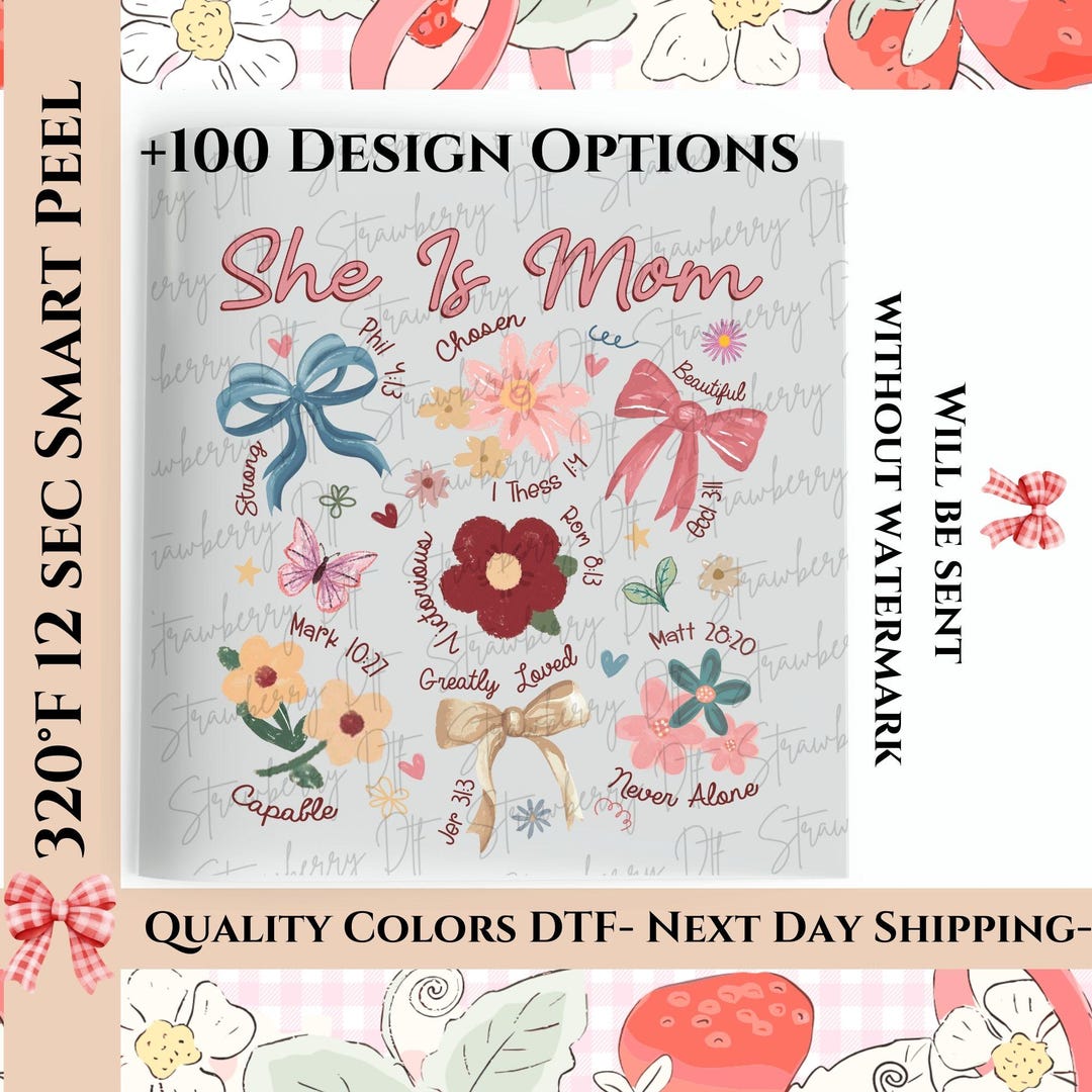 She is Mom Coquette Dtf Transfers, Boho Floral Mama Ready to Press ...
