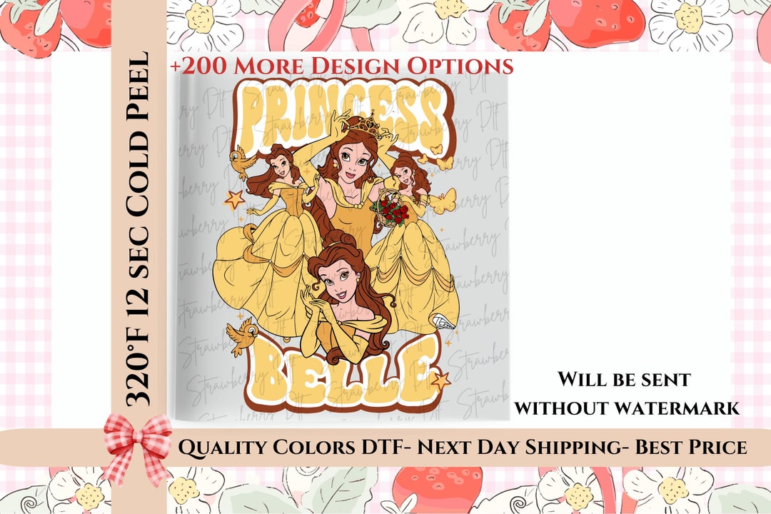 Disney Princess Belle Dtf, Magic Kingdom Princess Dtf, Retro Belle Dtf ...