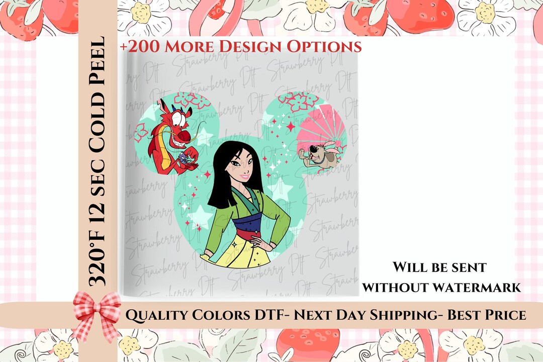 Mulan Ears Dtf, Disney Mulan Princess Dtf, Princess Mulan Head Dtf ...