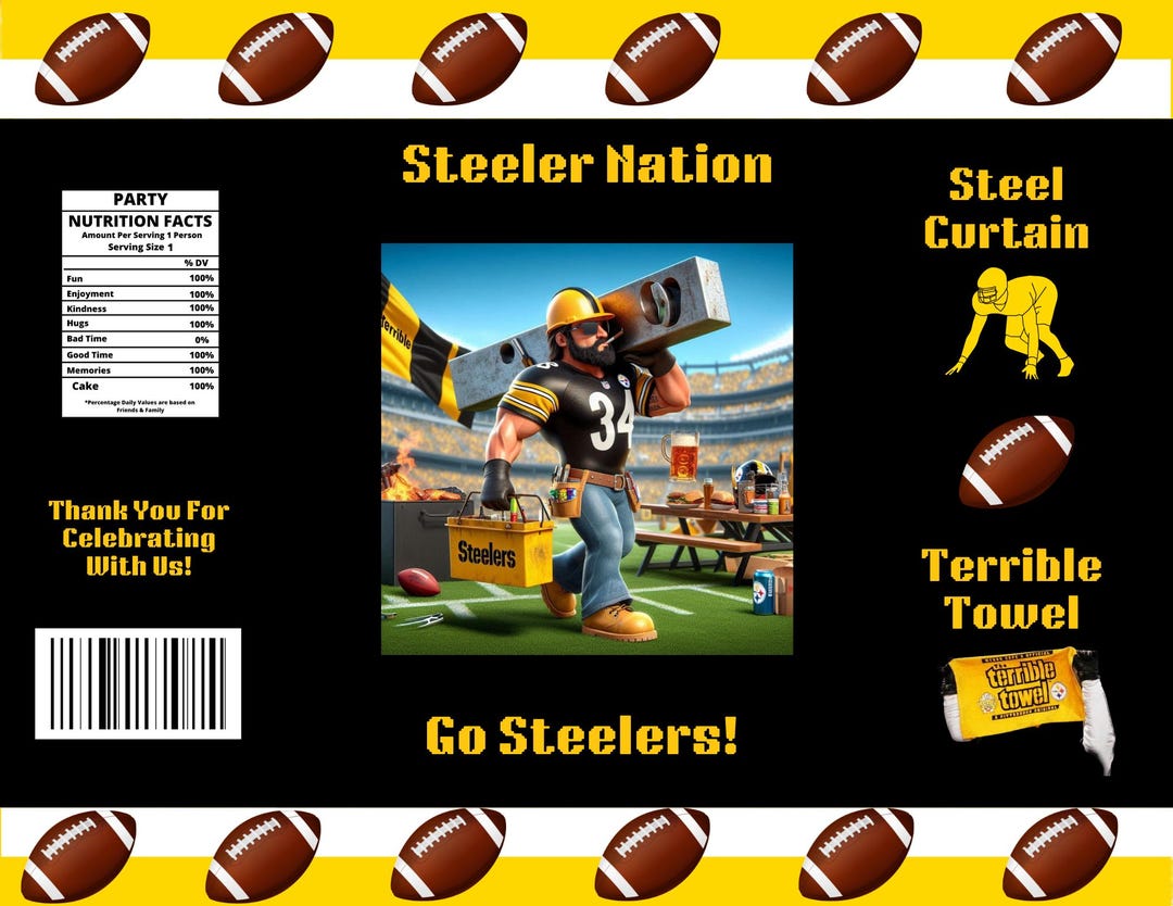 Steelers Inspired Football Chip Bag Digital Download - Etsy