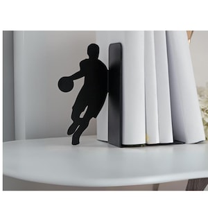 Decorative Metal Sport-themed Bookend With 3D Metal Basketball Player ...