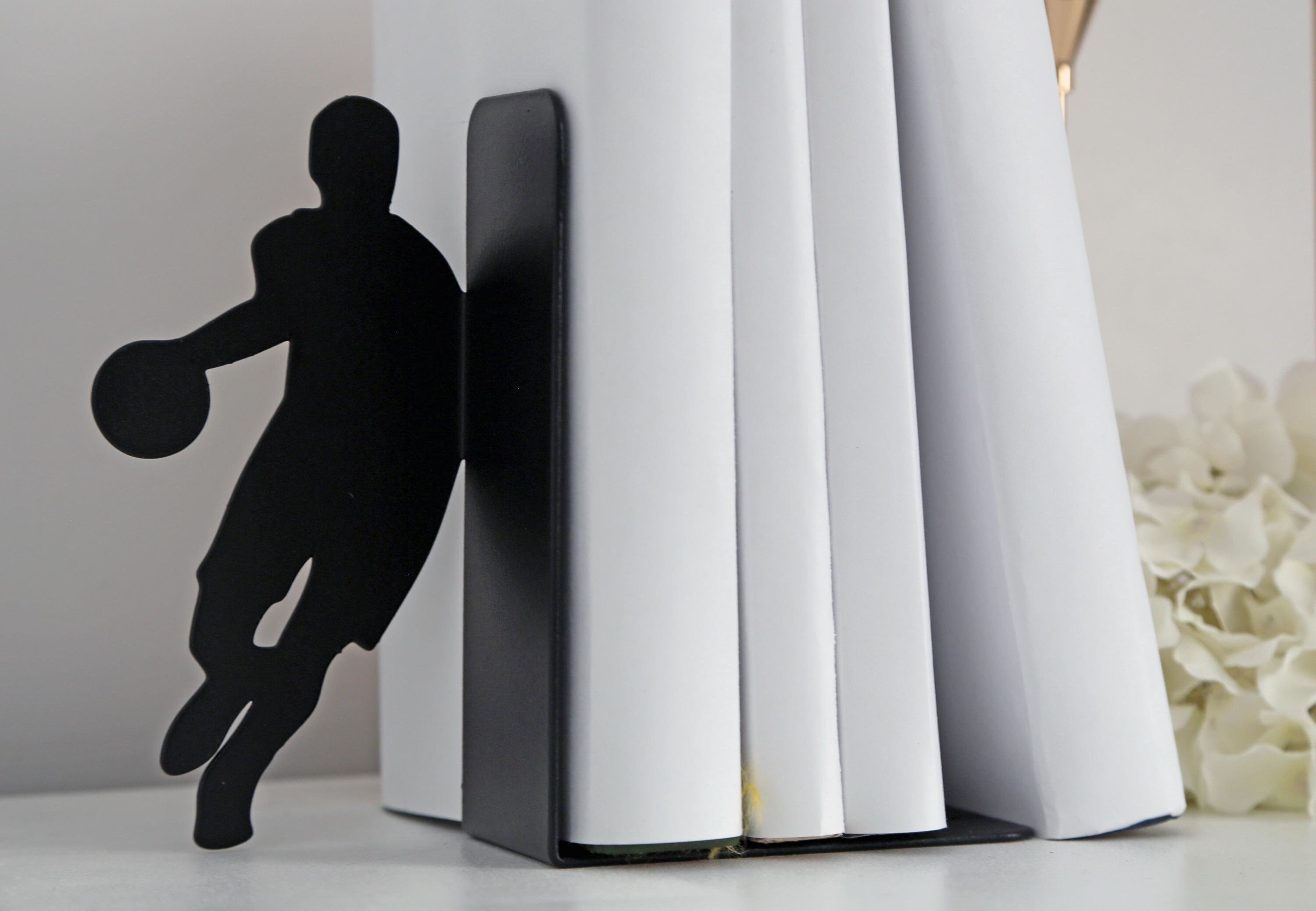 Decorative Metal Sport-themed Bookend With 3D Metal Basketball Player ...
