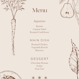 Rustic Tan & Brown Dinner Menu Template - Etsy