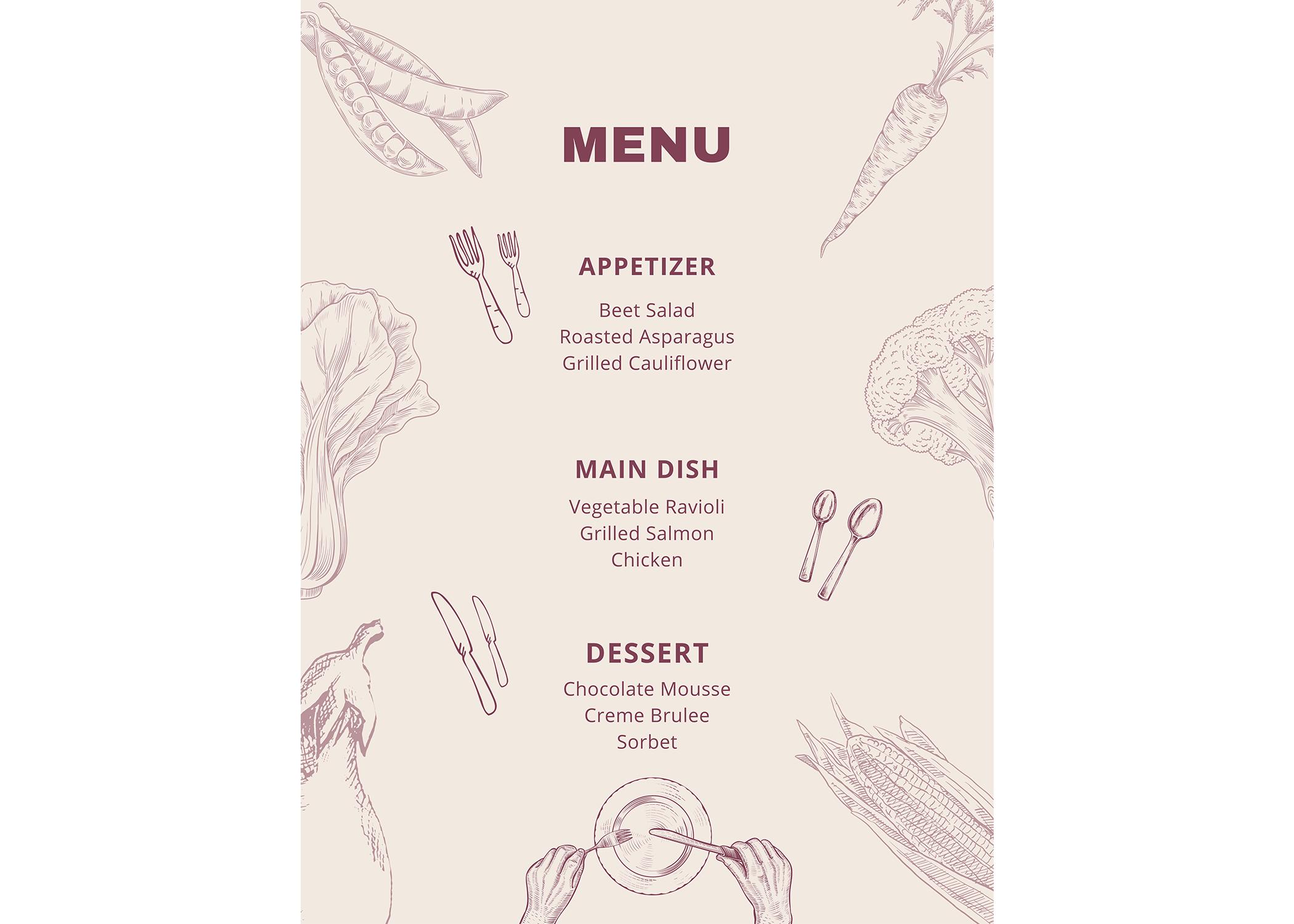 Fun and Customizable Dinner Menu Template - Etsy