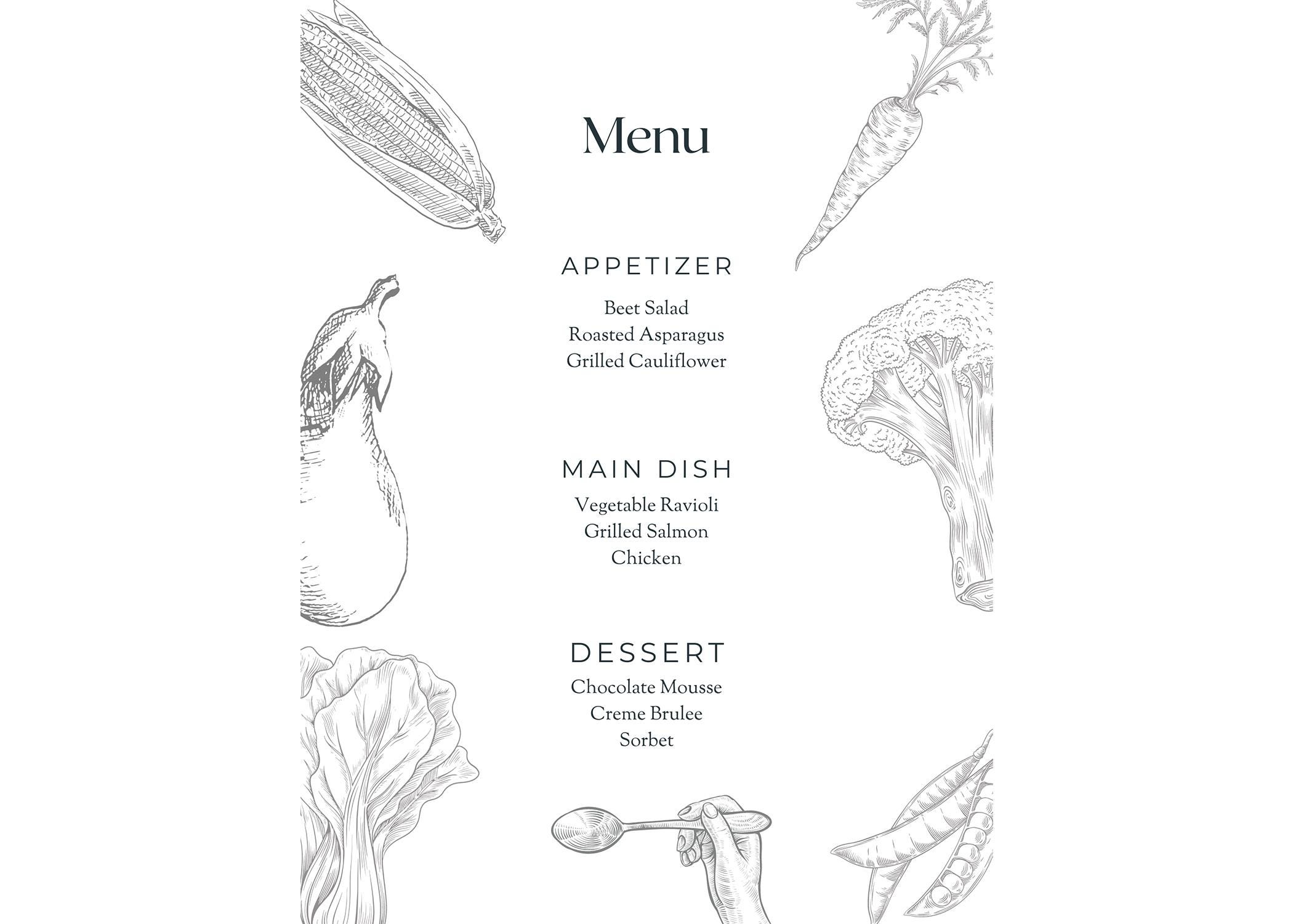 Minimalist Farm-to-table Dinner Menu Template - Etsy