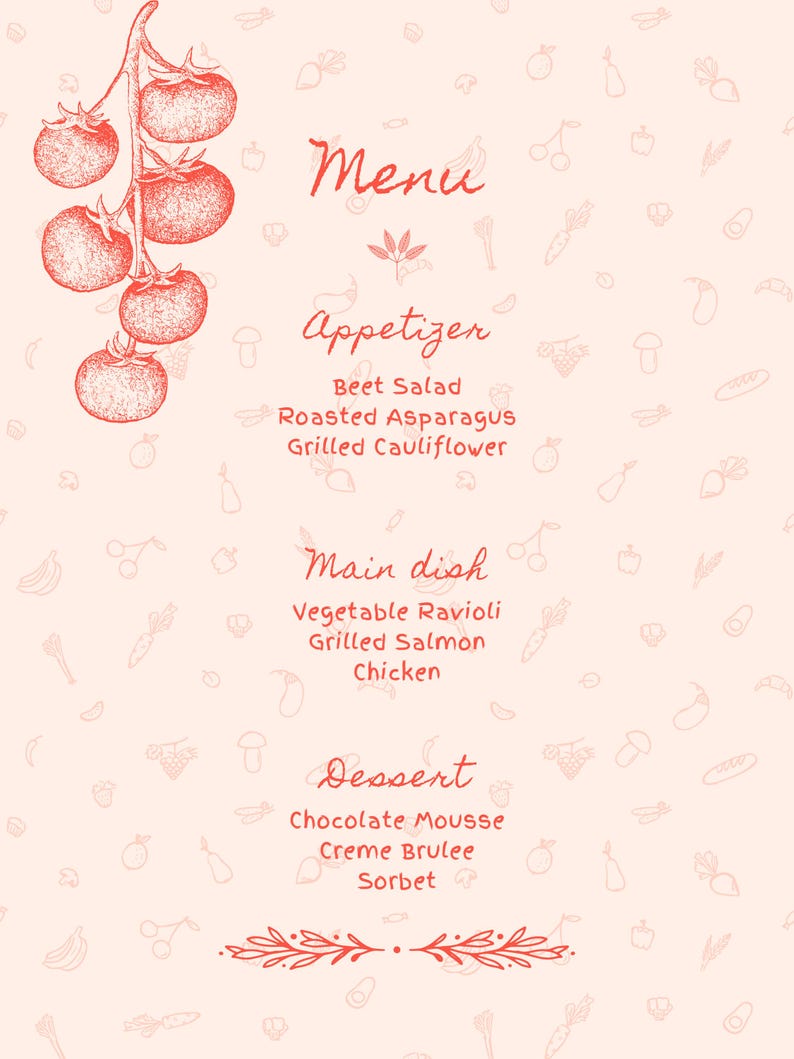 Farm-to-table Dinner Menu Template - Etsy
