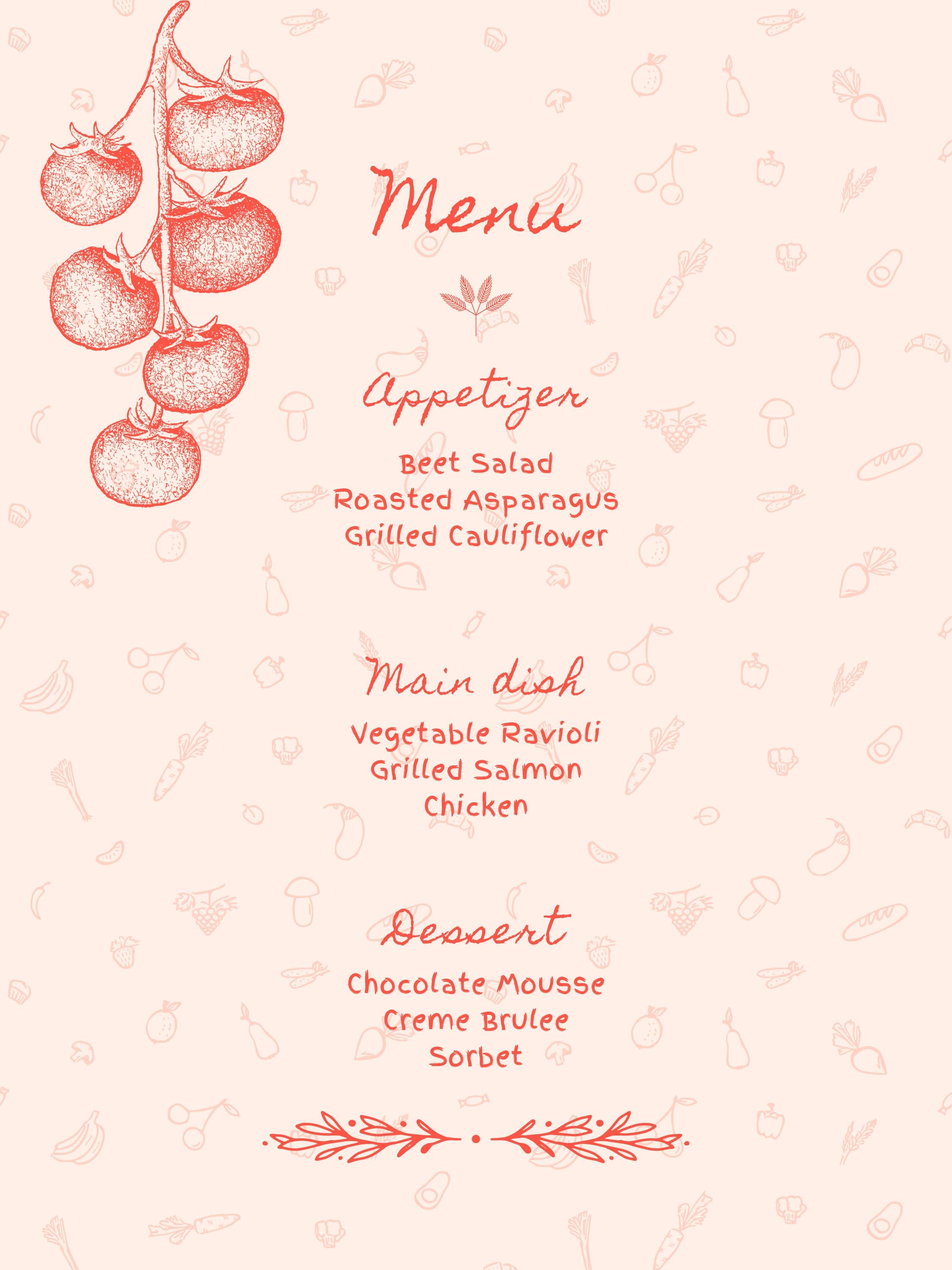 Farm-to-table Dinner Menu Template - Etsy