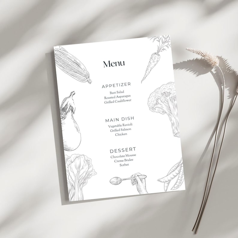 Minimalist Farm-to-table Dinner Menu Template - Etsy