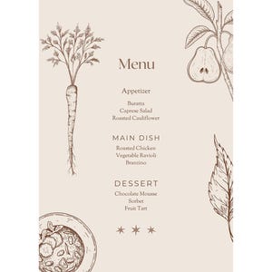 Rustic Tan & Brown Dinner Menu Template - Etsy