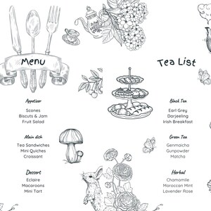 Whimsical Blue & White Afternoon Tea Menu Template - Etsy