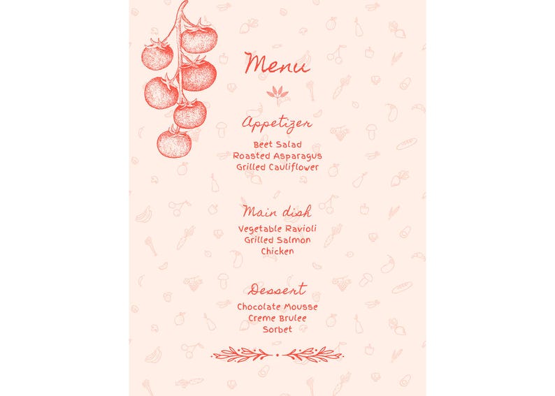 Farm-to-table Dinner Menu Template - Etsy