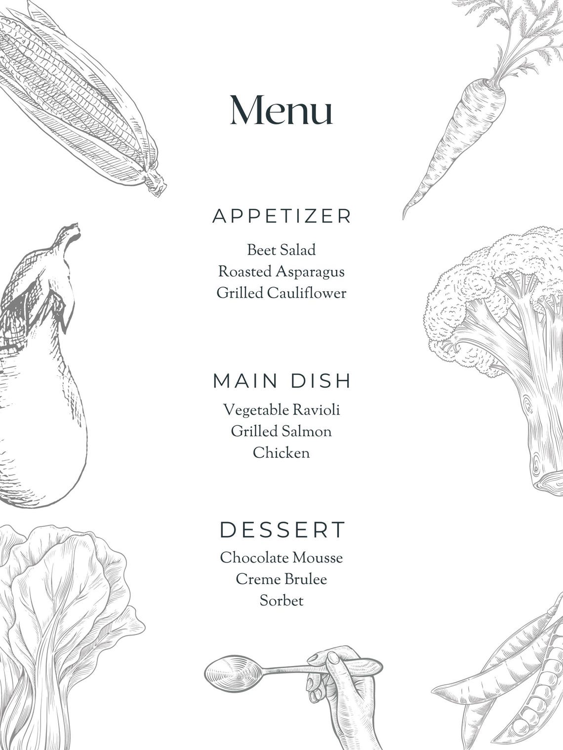 Minimalist Farm-to-table Dinner Menu Template - Etsy