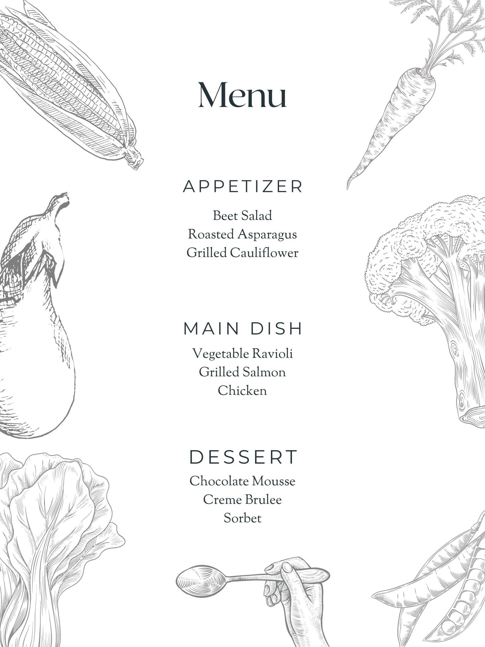 Minimalist Farm-to-table Dinner Menu Template - Etsy