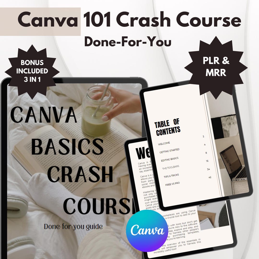 Done-for-you Canva Crash Course - Editable Template (PLR & MRR) - Etsy