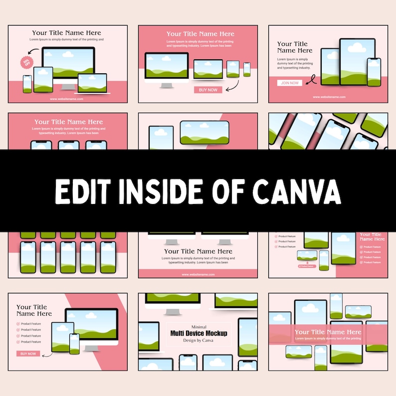 Device Mockup Template Bundle - Canva Editable MRR Digital Product ...