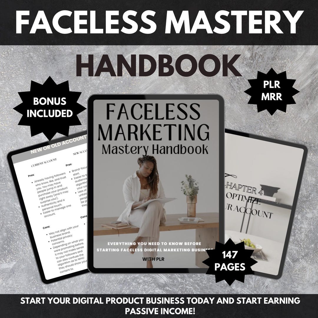 Faceless Blueprint, Faceless Digital Marketing Guide, Done for You With Master Resell Rights MRR ...