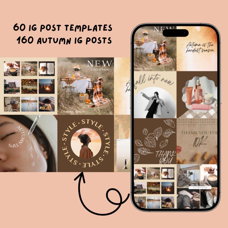 Autumn Instagram Post Templates - Fall Social Media Content (canva ...
