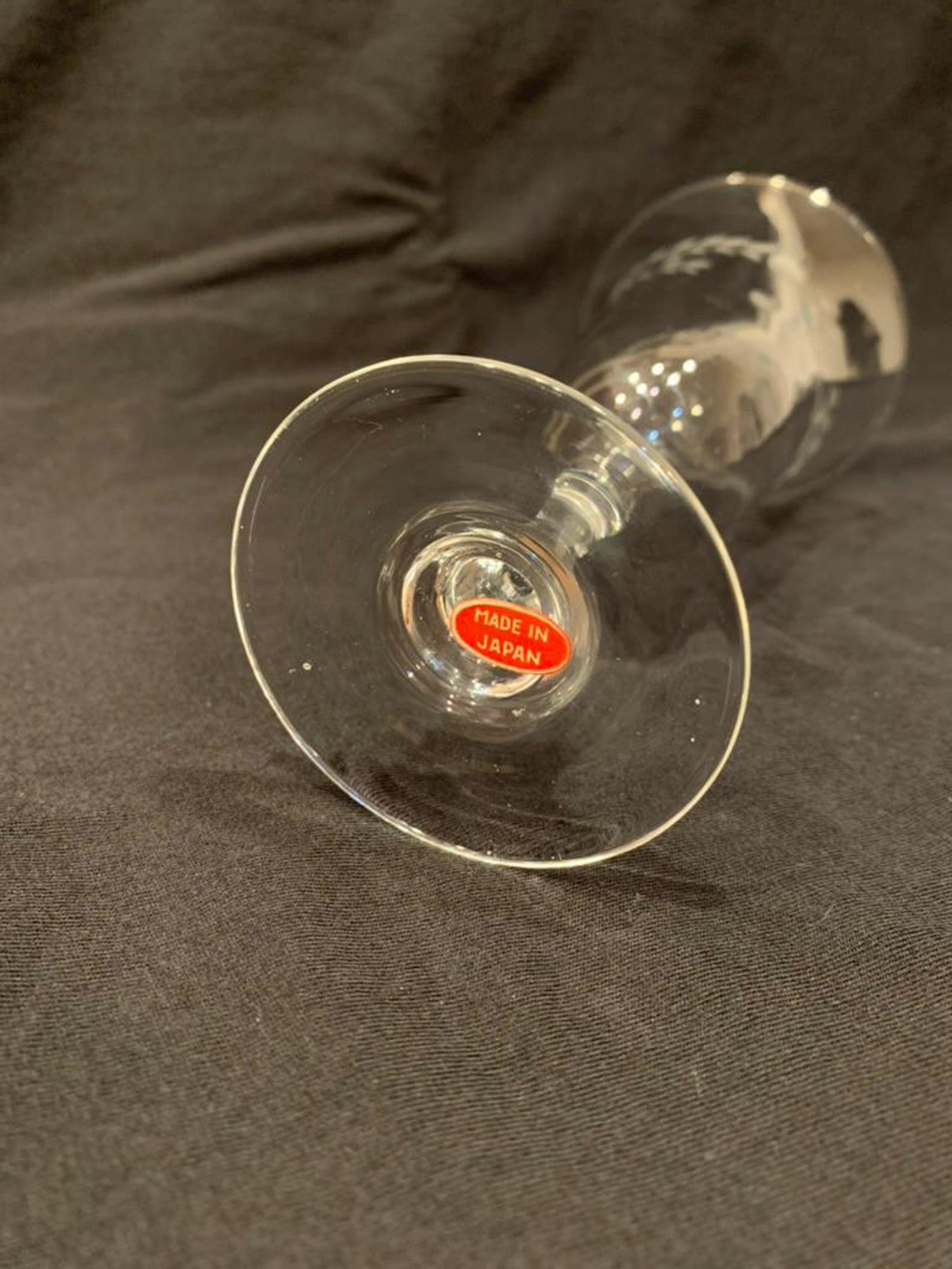 Vintage Clear Etched Glass Water Goblets Pioneer Willow Moon Set of 4 ...