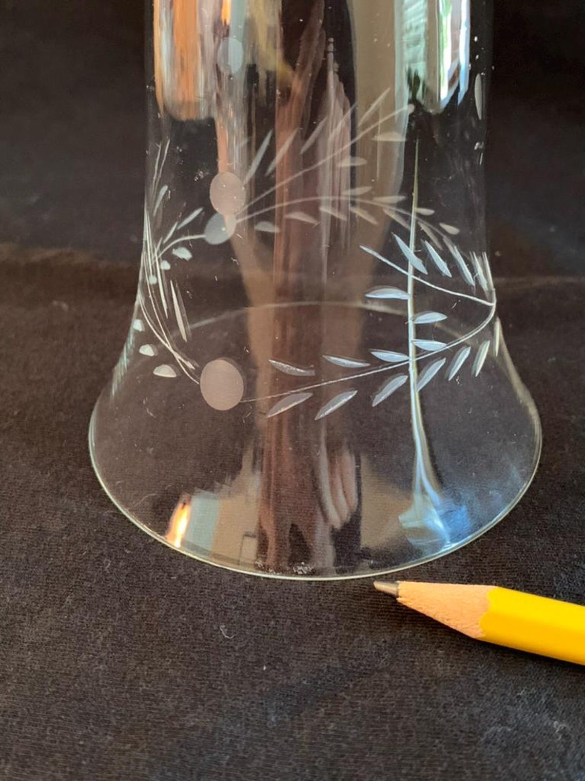 Vintage Clear Etched Glass Water Goblets Pioneer Willow Moon Set of 4 ...