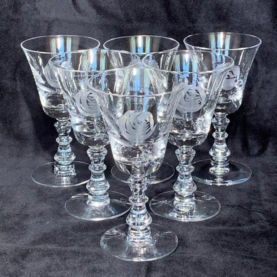 Fostoria Rose Claret Glasses: Blown & Cut Glass, Mid-century Modern ...