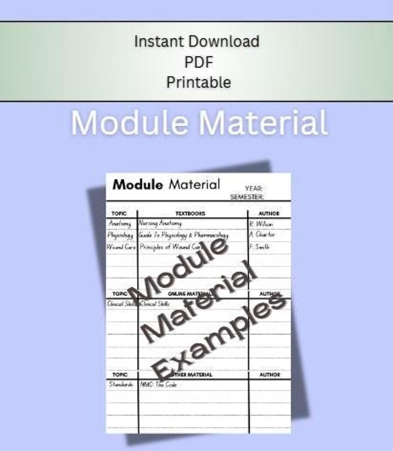 Course Planner, Module Overview, Module Material, Chapter Summary ...