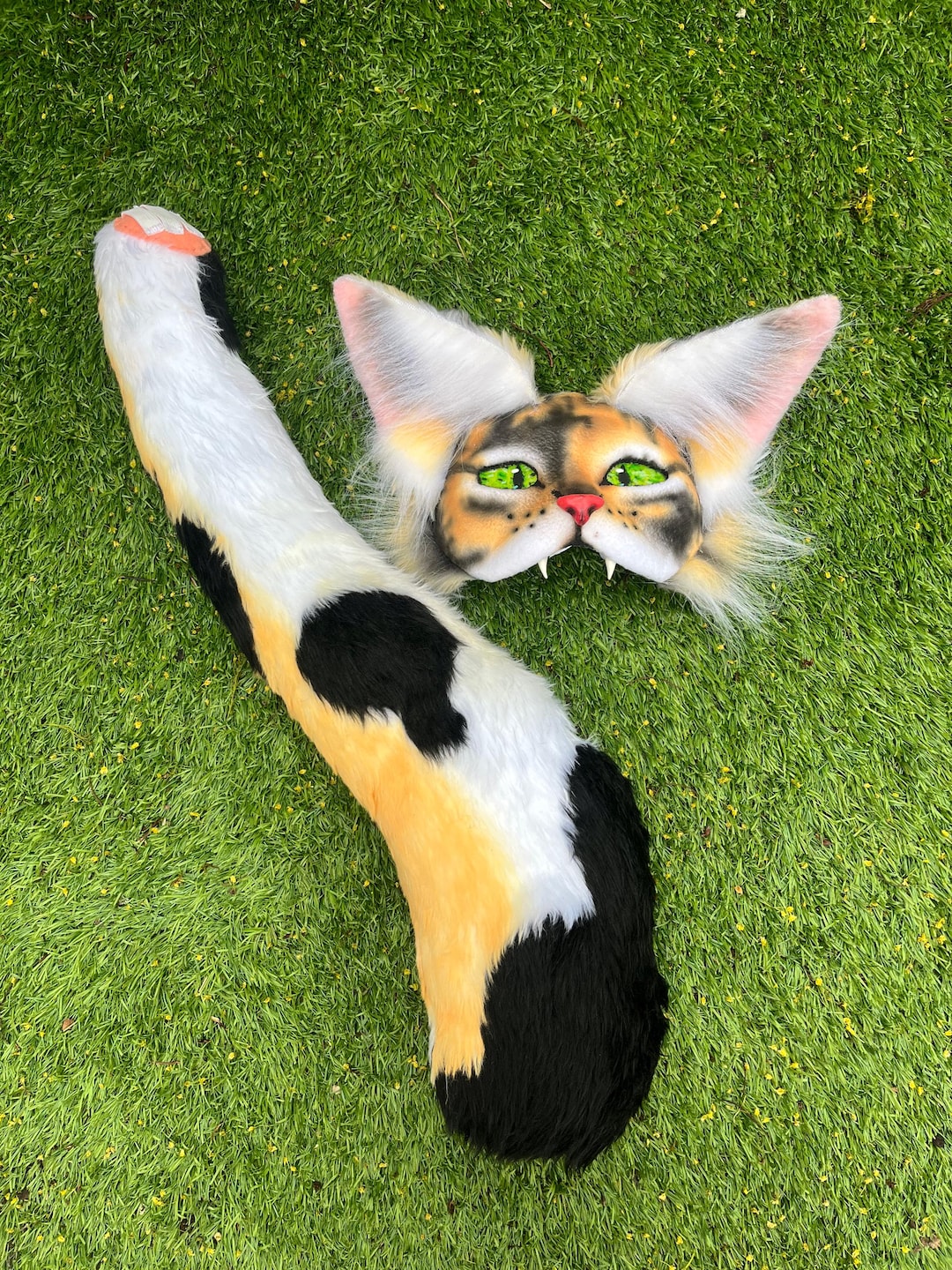 Handmade Exclusive Bundle Calico Cat Therian Mask and Tail - Etsy
