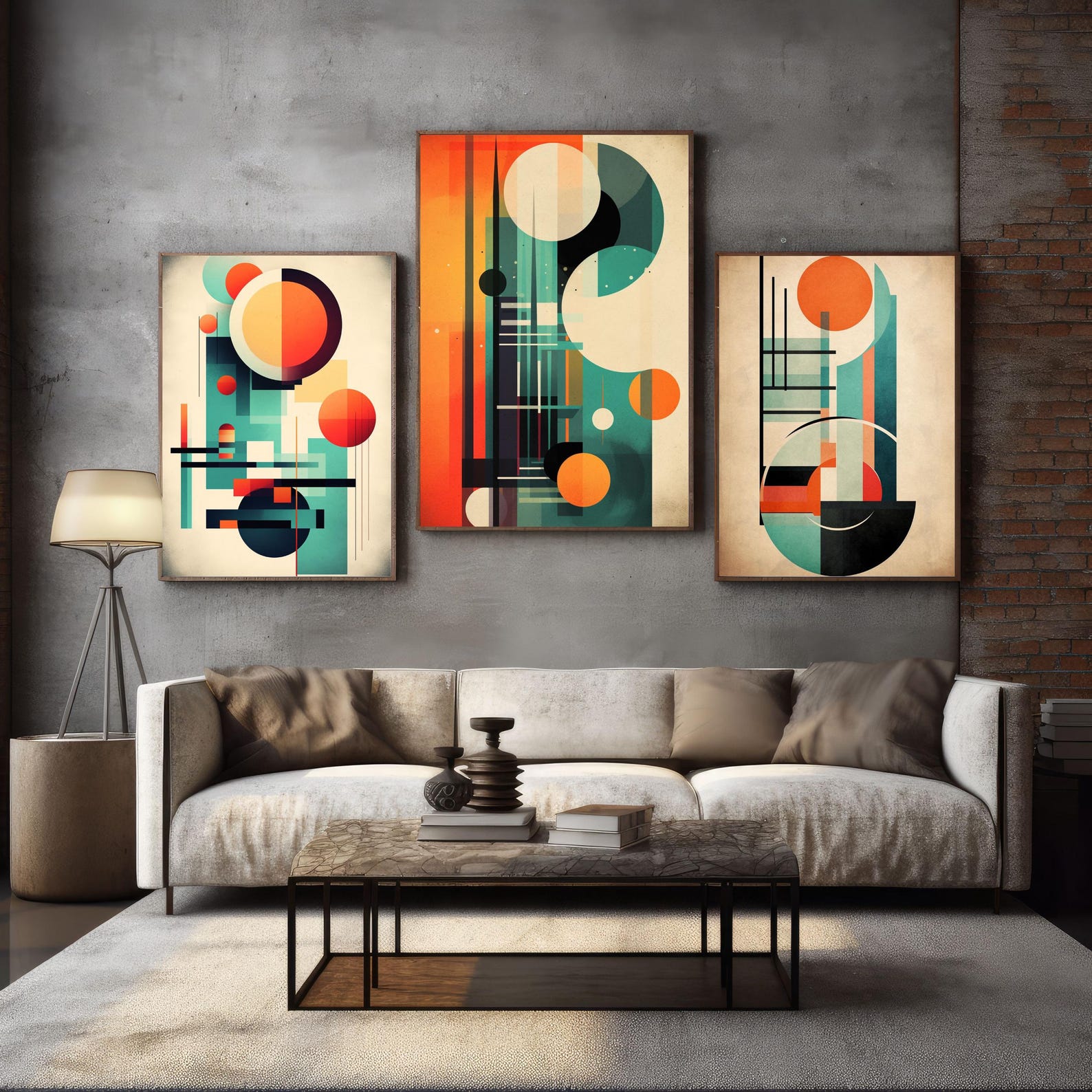 Retro Revival - Mid-century Modern Geometric Art Print, Vibrant Colors ...