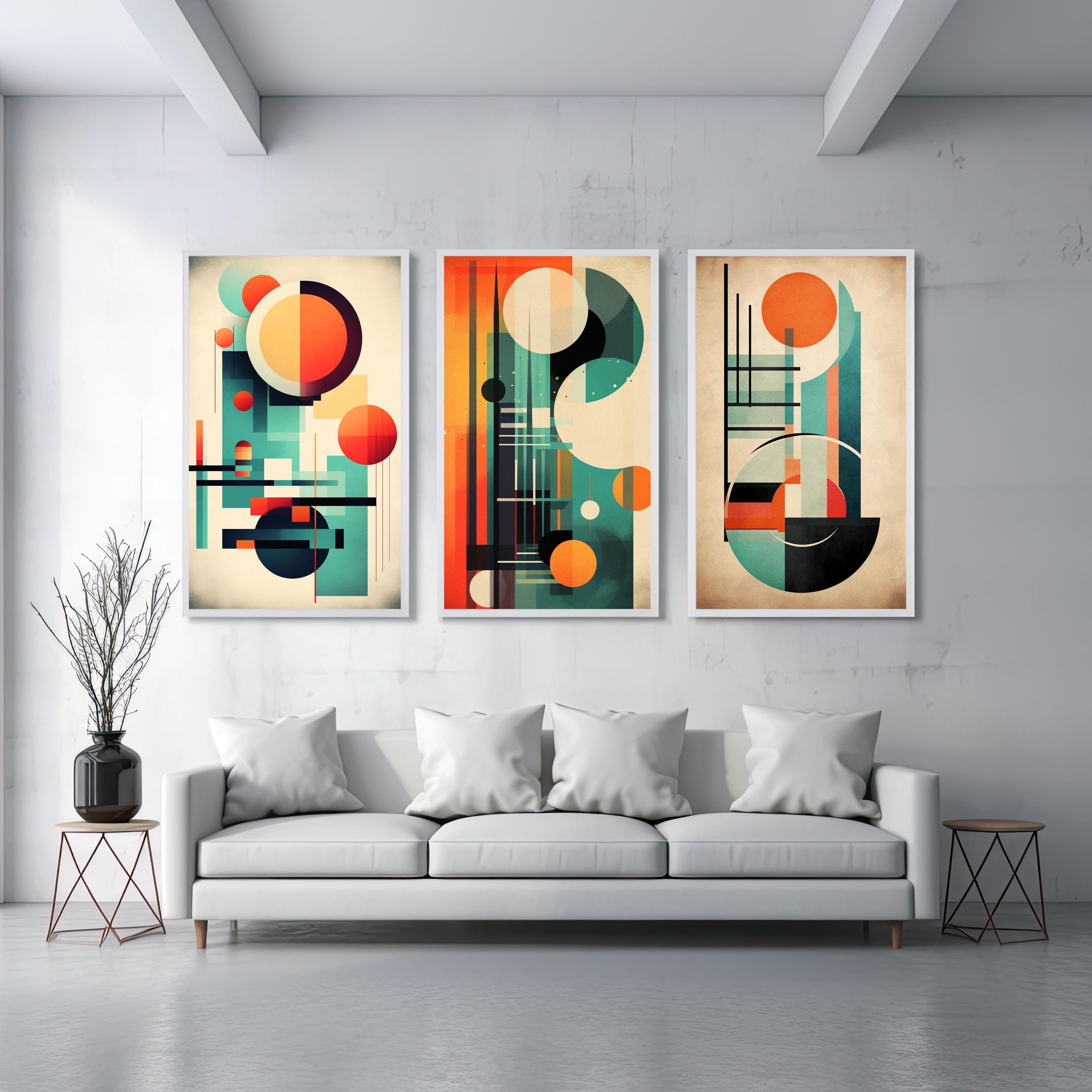 Retro Revival - Mid-century Modern Geometric Art Print, Vibrant Colors ...