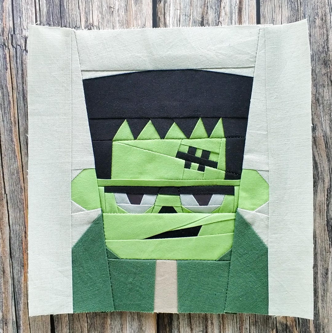 Zombie PDF Foundation Paper Piecing Pattern | Halloween FPP Quilt Block ...