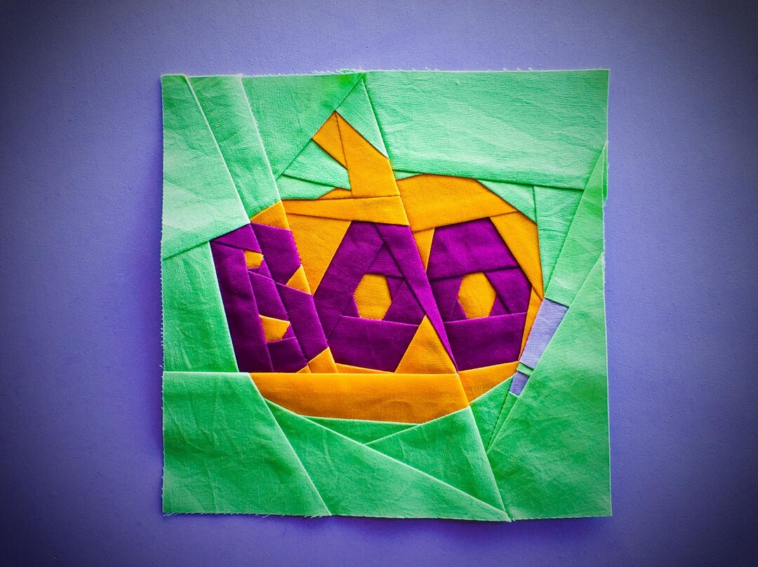 Halloween Scare Pumpkin Digital Paper Piecing Pattern Boo FPP Block for ...