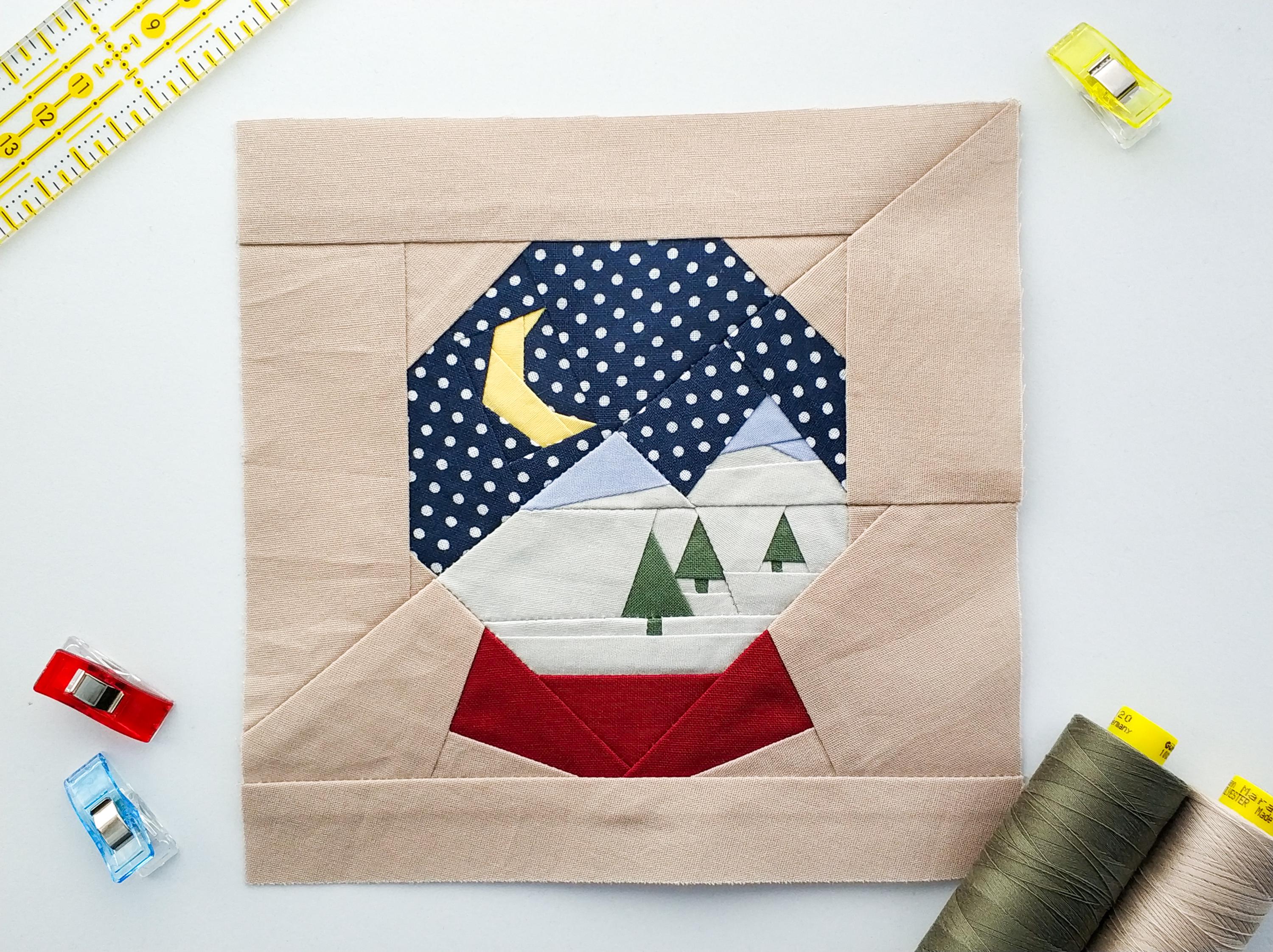 Snow Globe Digital Paper Piecing Pattern | Winter FPP Block for ...
