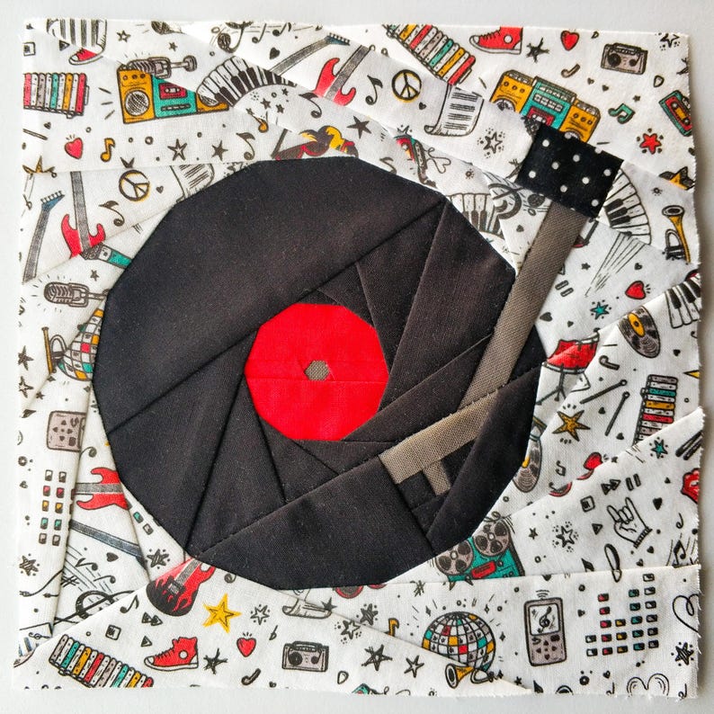 Retro Vinyl Digital Paper Piecing Pattern | Downloadable PDF | FPP ...