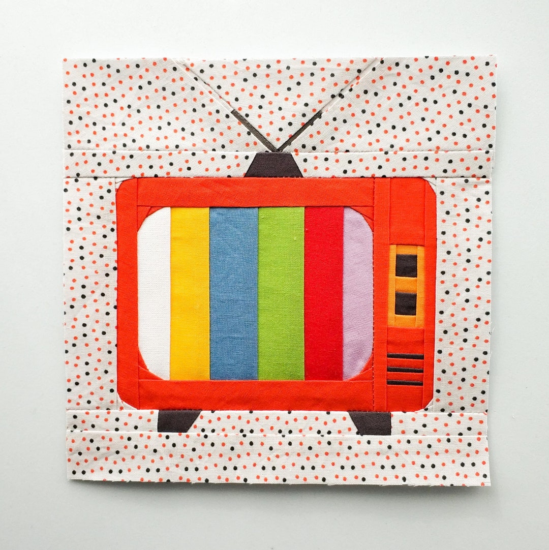 Television PDF Pattern Foundation Paper Piecing | Retro TV FPP Block ...