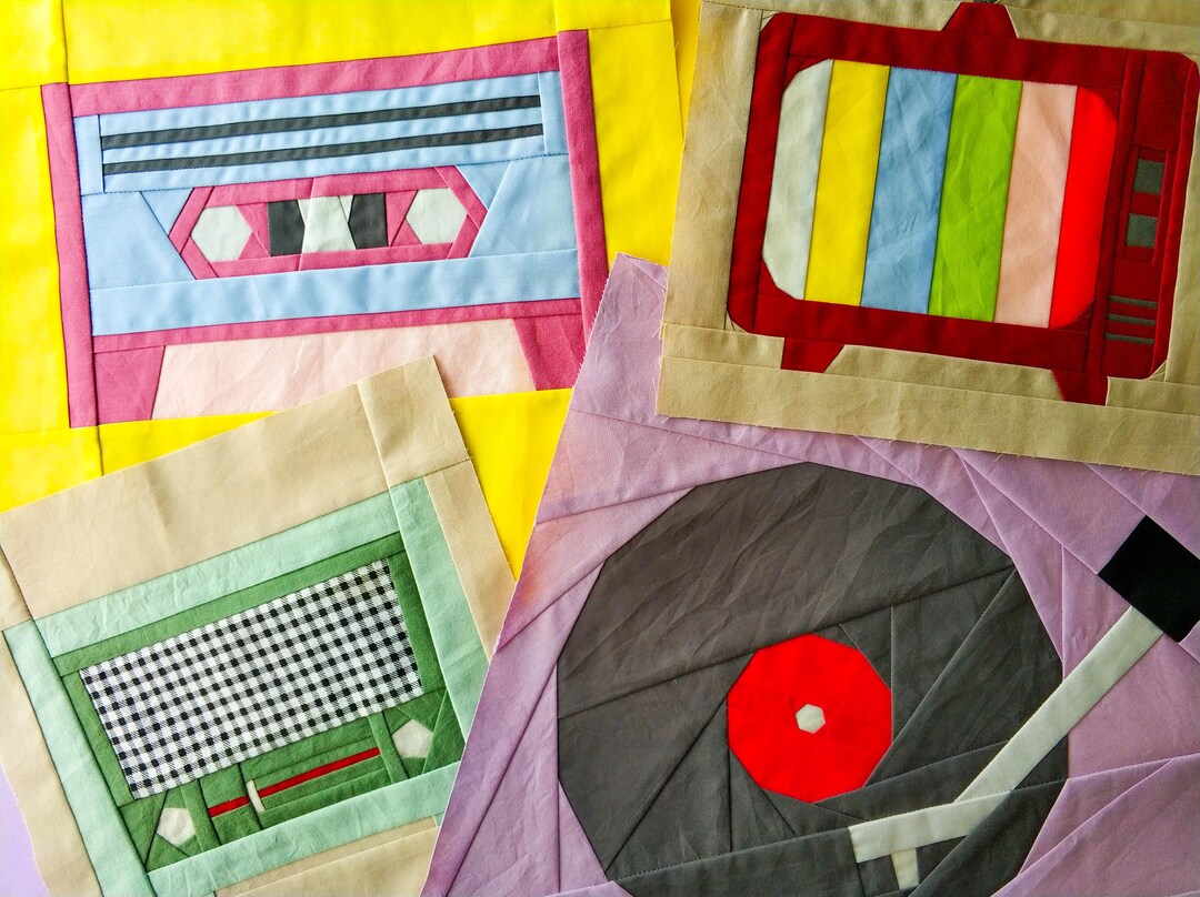 Retro Patterns Pack FPP: TV, Cassette, Vinyl and Radio Set of 4 ...