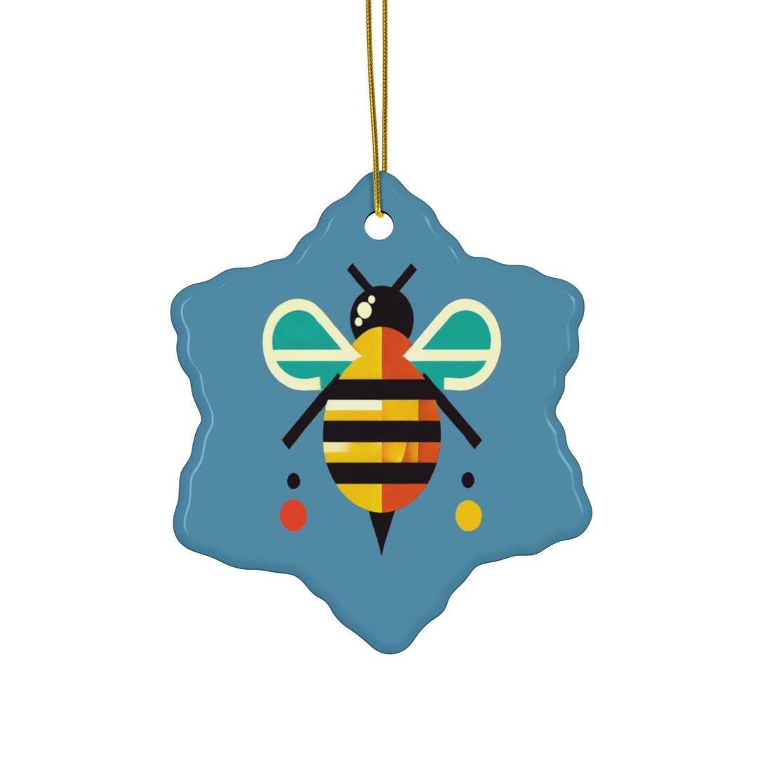 Stylized Honeybee Christmas Ornament Geometric Shapes Bold Colors ...