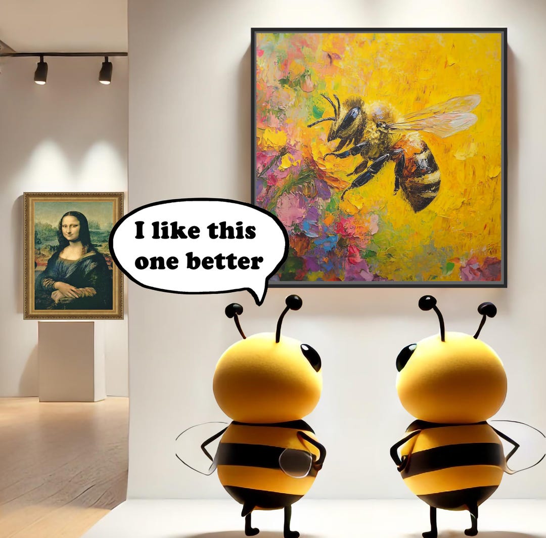 Honeybee Simulated Oil Painting, Nature-inspired Canvas Wrap, Vibrant ...
