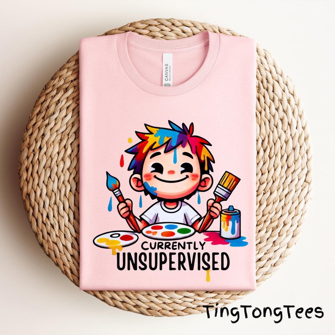 Currently Unsupervised Kids T-shirt | Fun Artsy Graphic Tee | Colorful ...