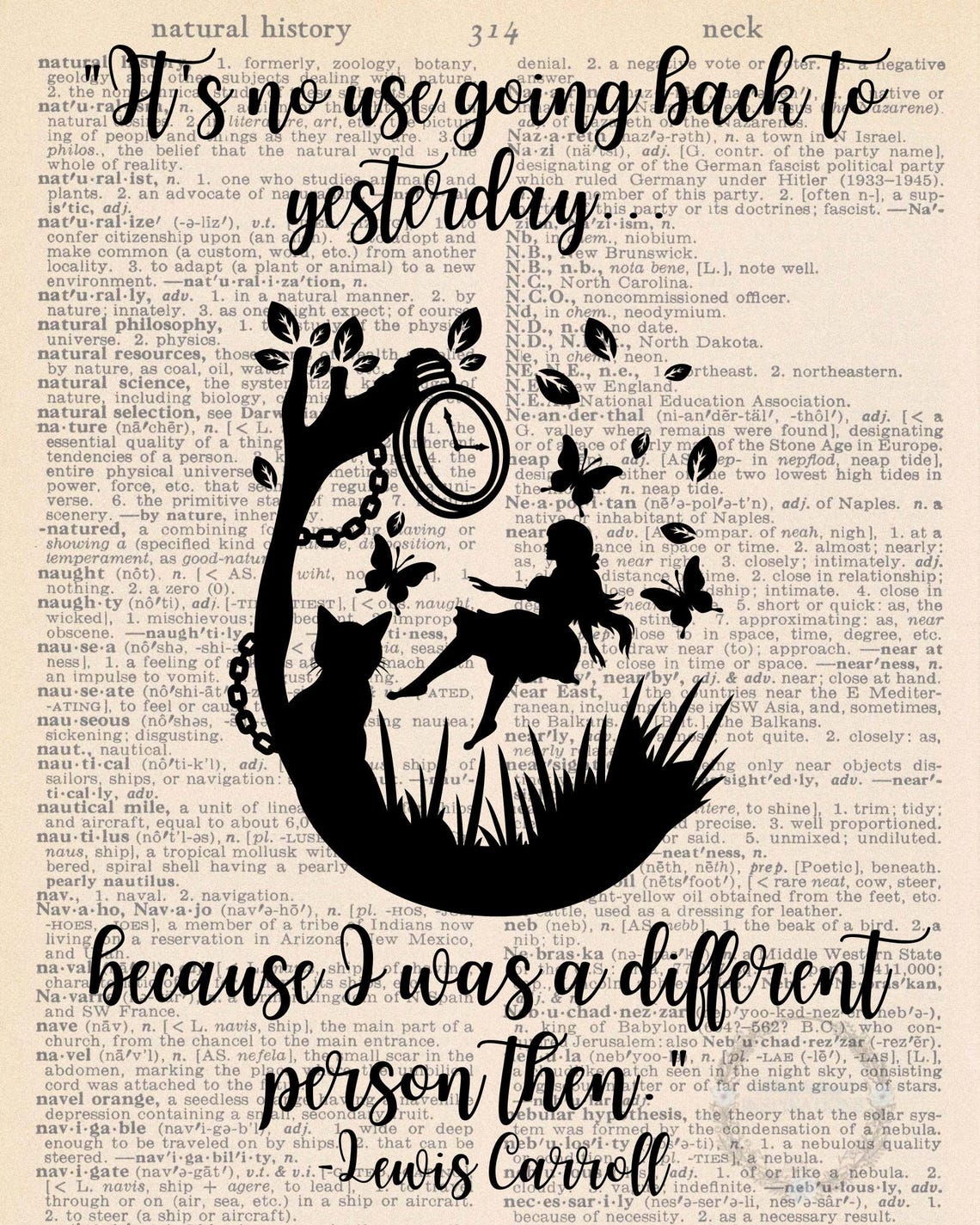 Whimsical Alice in Wonderland Digital Dictionary Page Print - Etsy