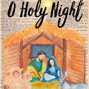 O Holy Night Nativity Scene Printable Vintage Dictionary Art Print ...