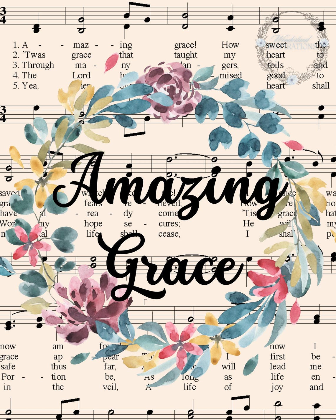 Amazing Grace Vintage Hymnal Art Print - Etsy