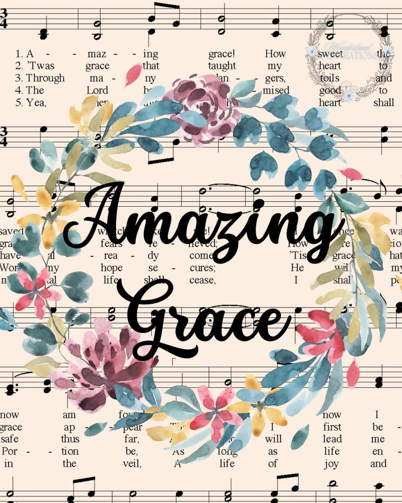 Amazing Grace Vintage Hymnal Art Print - Etsy