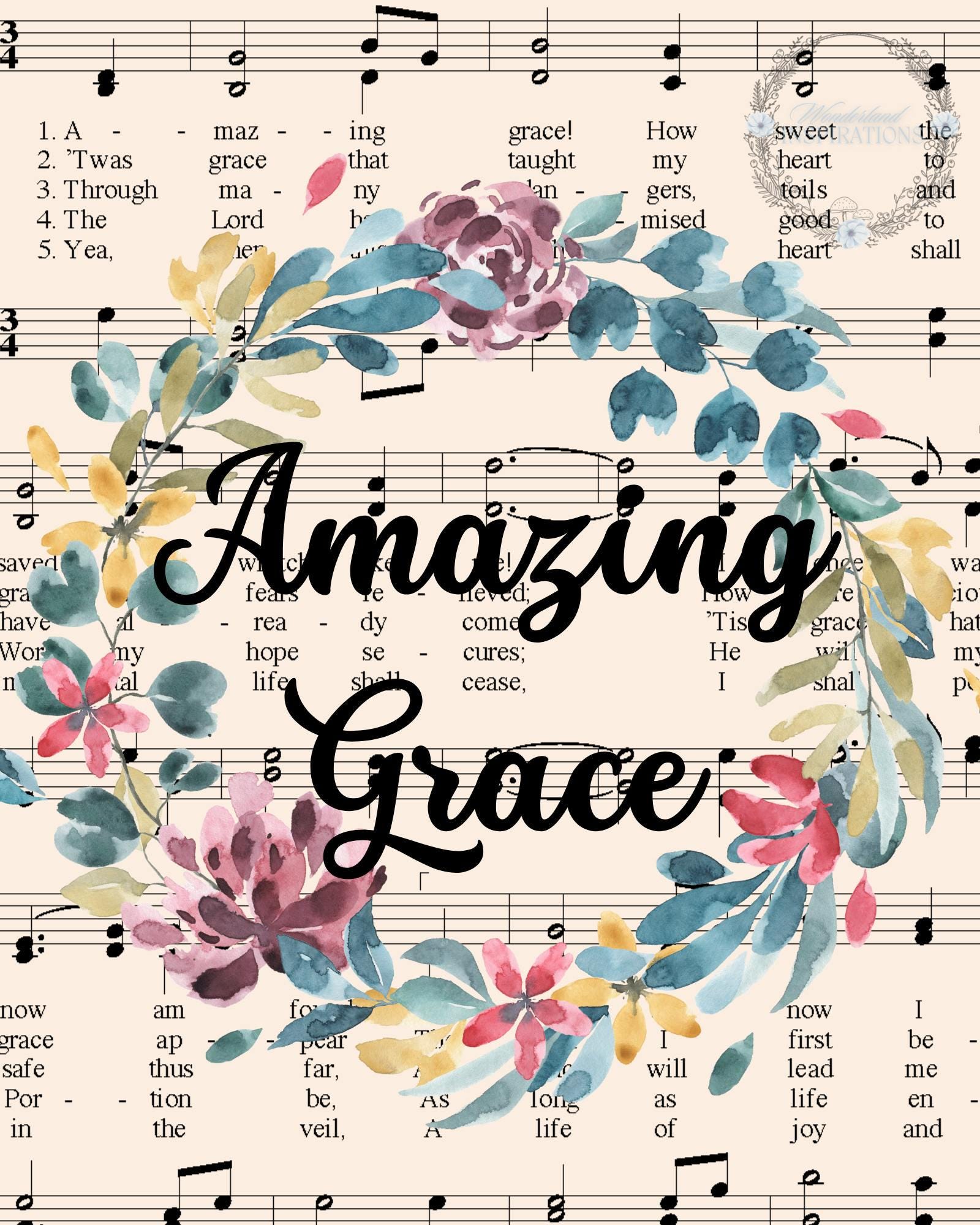Amazing Grace Vintage Hymnal Art Print - Etsy
