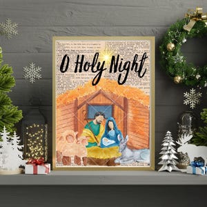 O Holy Night Nativity Scene Printable Vintage Dictionary Art Print ...