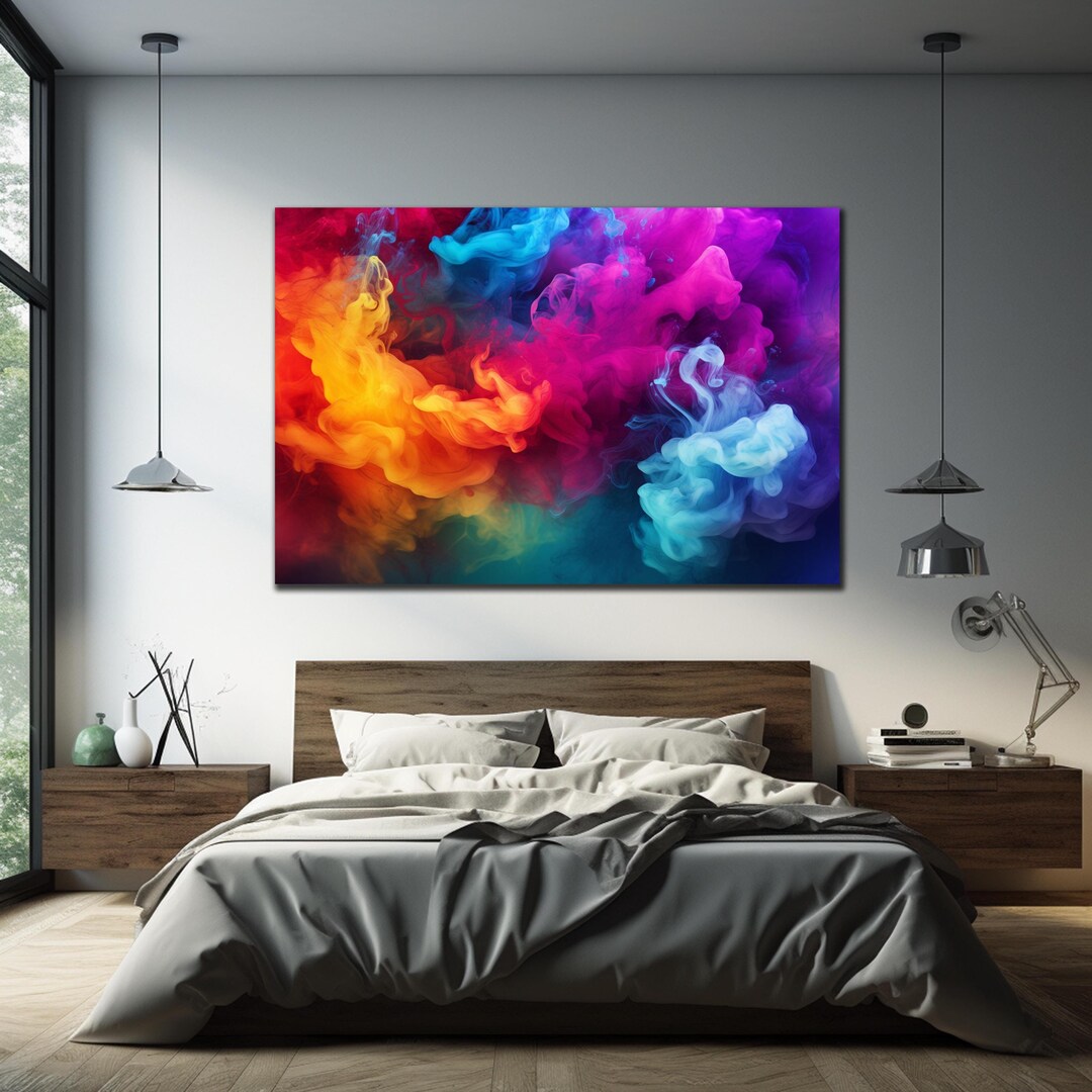 Colorful Smoke Glass Printing Wall Art, Glass Wall Art, Housewarming ...