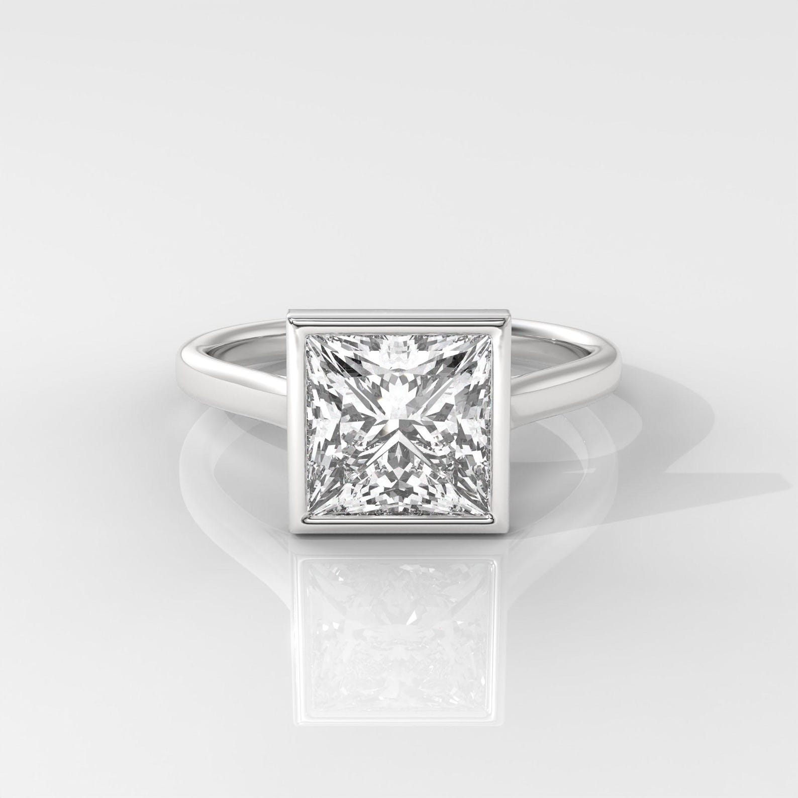 2 Ct E-color VS1 Clarity Princess Cut IGI Certified Lab Grown Diamond ...