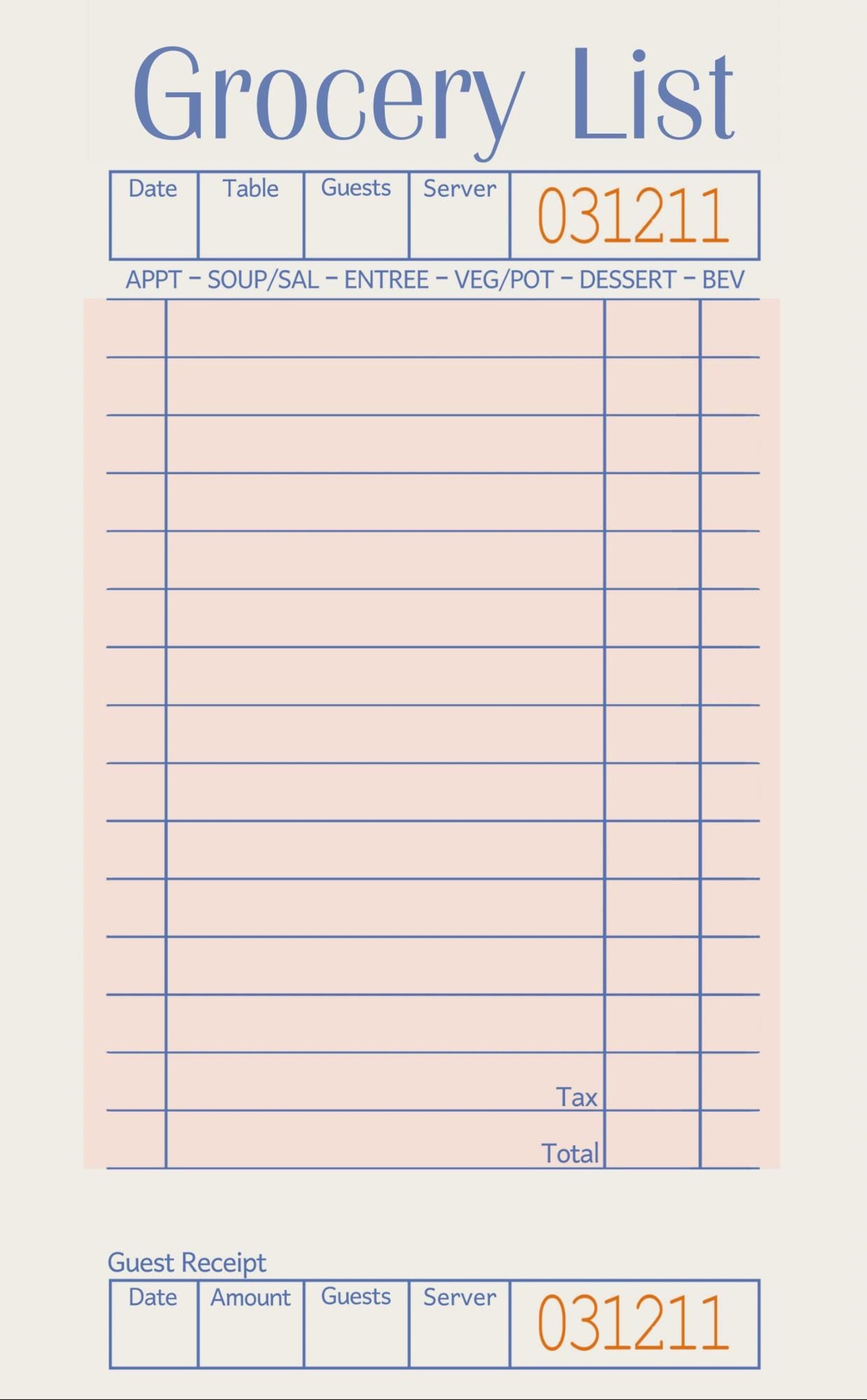 Grocery List Notepad/print Template - Etsy