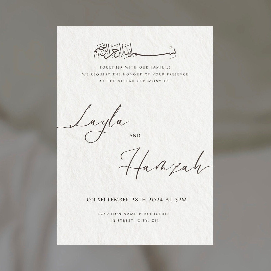 Brown Stone Nikkah Invitation Template: Islamic Wedding (digital Canva ...
