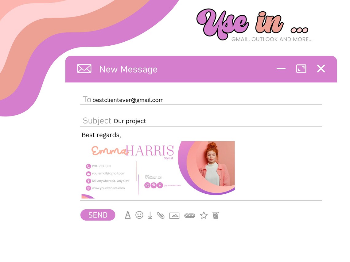 Email Signature Canva Editable Digital Instant Download Canva Template ...