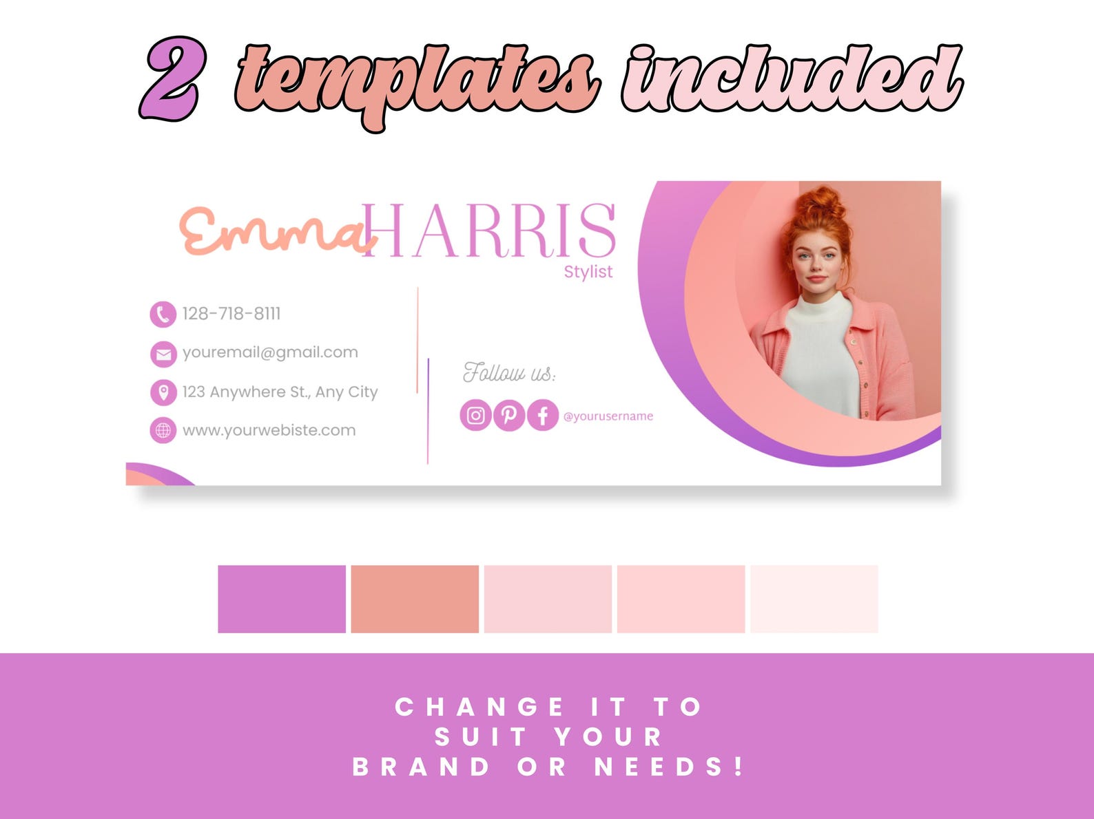 Email Signature Canva Editable Digital Instant Download Canva Template ...