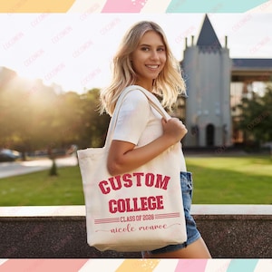 Custom Name College Tote Bag Custom University Gift Graduation Bag for ...